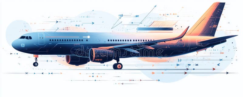 Abstract Airplane Illustration with Geometric Digital Elements Stock ...