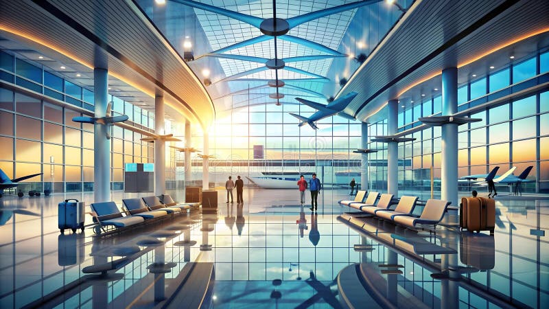 Abstract Airport Terminal a Symphony of Shapes and Lines Generative AI ...