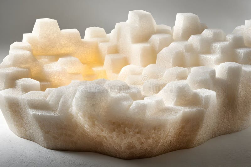 Abstract Alabaster Sculpture with a Textured, Mountainous Landscape ...