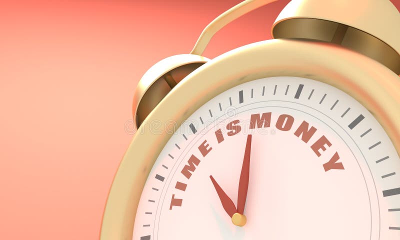 Finance Management Concept. Alarm Clock with Time is Money Text. 3D ...