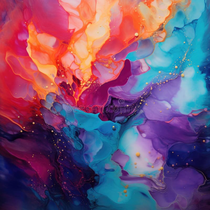 Abstract Alcohol Ink Liquid Paint Colorful Art, Ai Stock Illustration ...