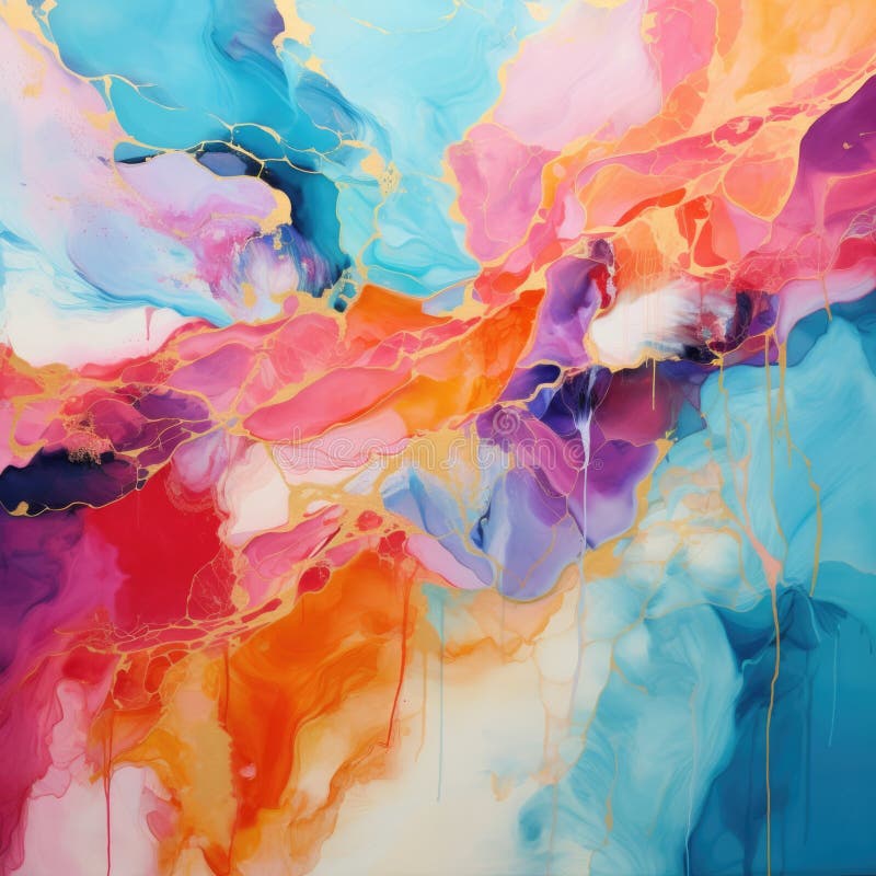 Abstract Alcohol Ink Liquid Paint Colorful Art, Ai Stock Illustration ...