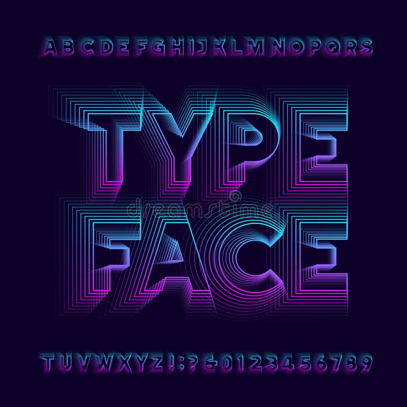 Abstract Alphabet Font. Geometric Letters and Numbers in 80s Style ...