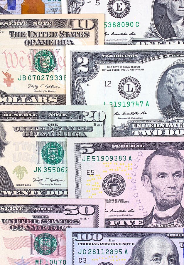 Abstract American Dollar Bills of Different Denomination Background ...