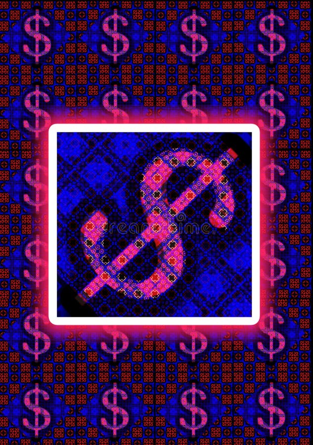 Abstract American Dollar Sign on Blue Background with Geometric Shapes ...