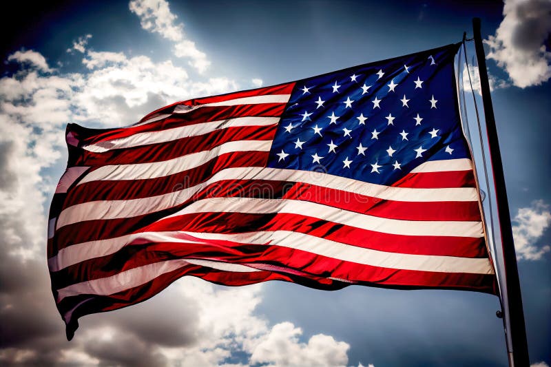 Abstract American Flag on Blue Sky Background. Generative AI ...