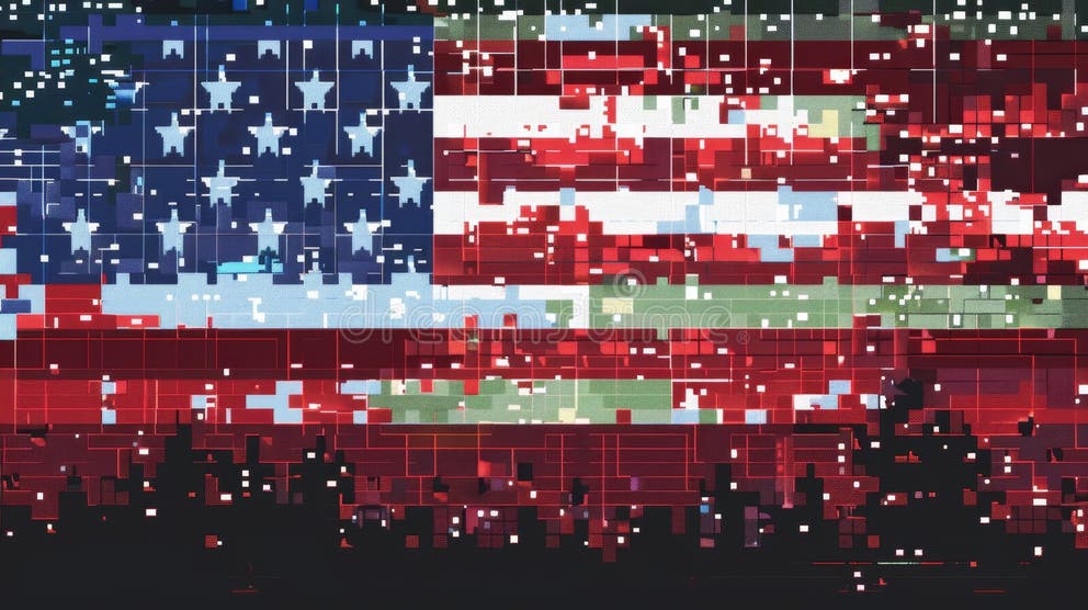 Abstract American Flag Digital Artwork with Pixelated Effect Stock ...