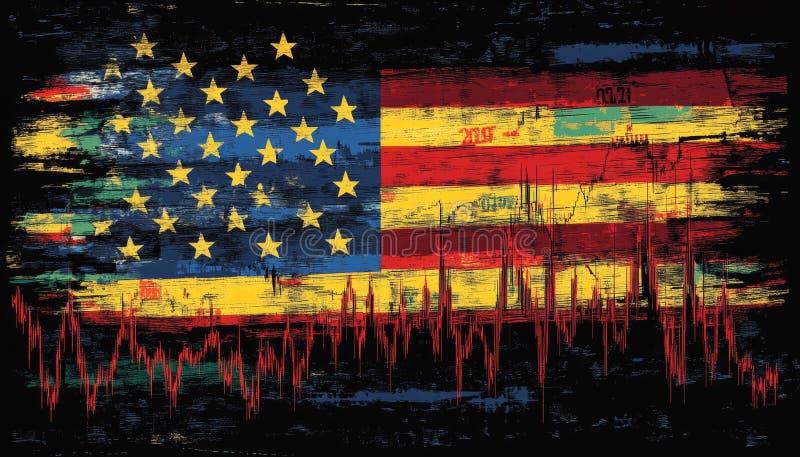 Abstract American Flag with Distressed Textures and Overlaid Stock ...