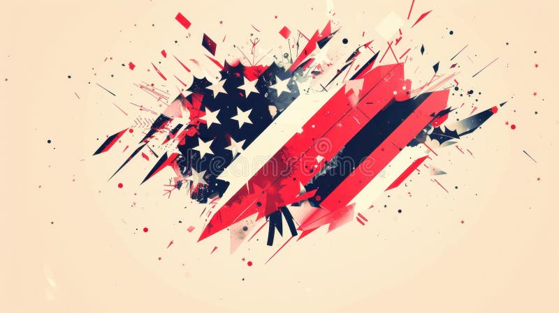Abstract American Flag Explosion Artwork with Dynamic Splatters Stock ...
