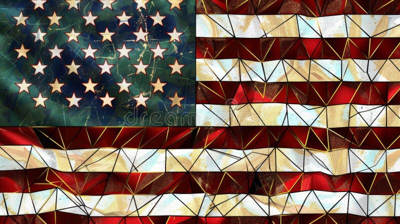 Abstract American Flag with Geometric Pattern Texture Stock Image ...