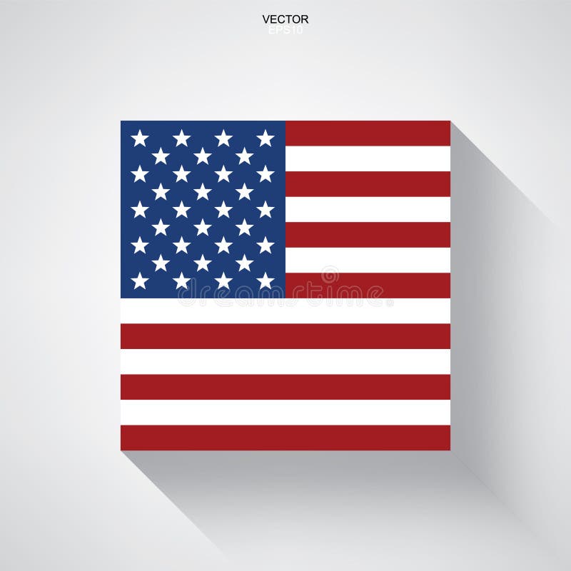 Abstract American Flag Icon with Long Shadow Effect on White Background ...