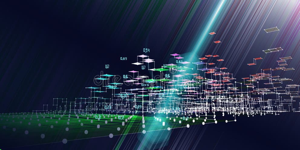 Abstract Analysis Algorithms Data Background With Blurred Lines 3d