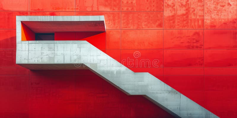 Abstract Angled Architecture with a Red and White Minimal Design Theme ...