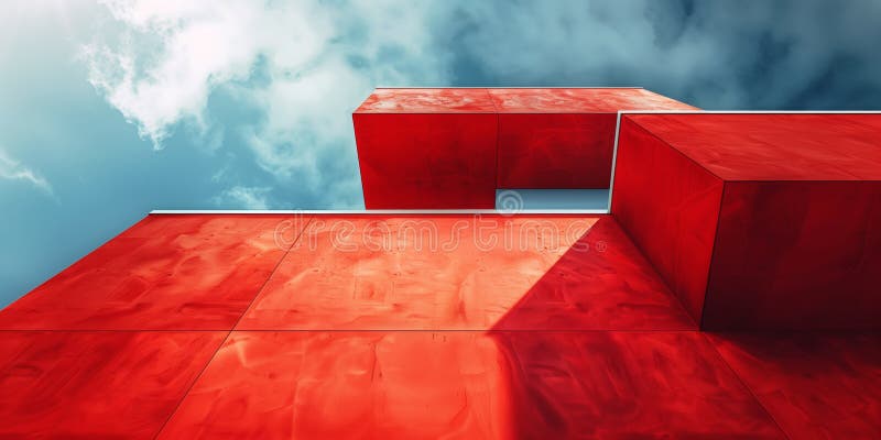 Abstract Angled Architecture with a Red and White Minimal Design Theme ...