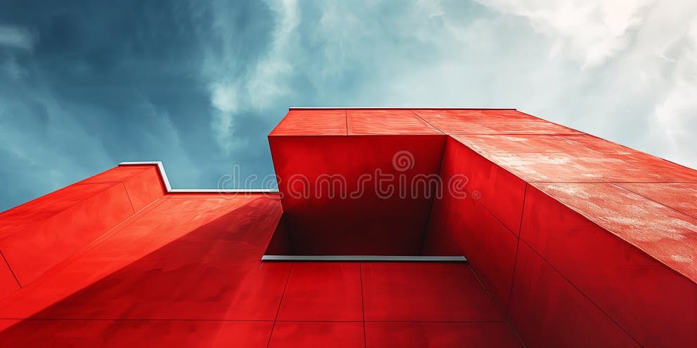 Abstract Angled Architecture with a Red and White Minimal Design Theme ...