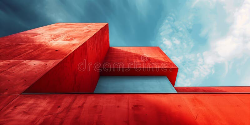 Abstract Angled Architecture with a Red and White Minimal Design Theme ...