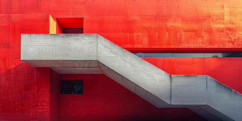 Abstract Angled Architecture with a Red and White Minimal Design Theme ...