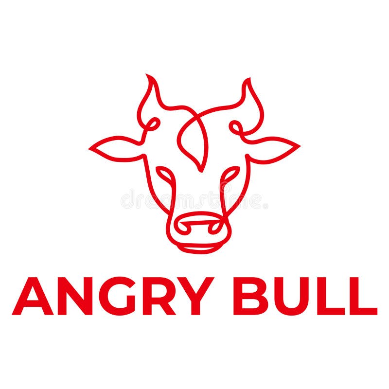 Abstract Angry Bull Flat Minimalist Logo Design Stock Illustration ...