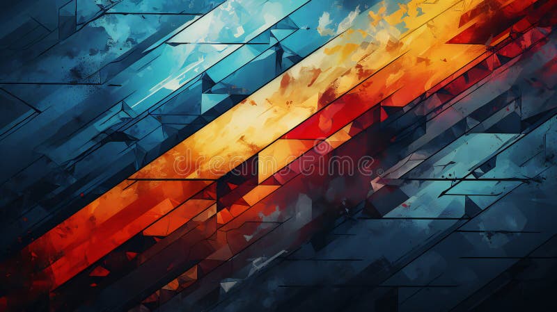 Abstract Angular Geometric Blue and Orange Background Stock ...