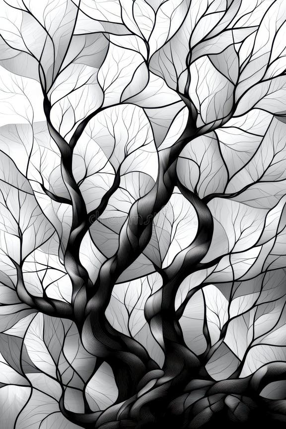 Abstract Angular Vines with Geometric Shapes and Sharp Lines Form a ...