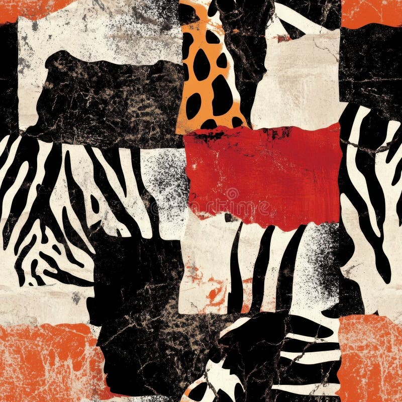 Abstract Animal Print Patchwork with Zebra and Giraffe Patterns and ...