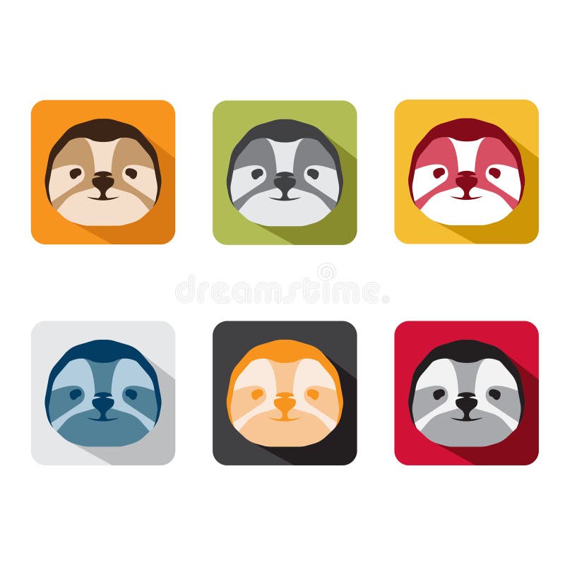 Abstract Animal Sloth Flat Design Vector Icons Stock Vector ...