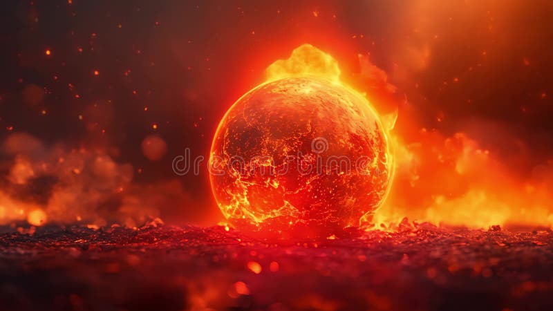 Abstract Animated Background of a Burning Planet, Concept of Global ...