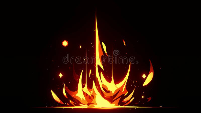 Abstract Animated Illustration of a Glowing Fiery Pattern Moving on a ...