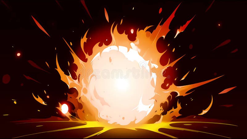 Abstract Animated Illustration of a Glowing Orange Fiery Explosion ...