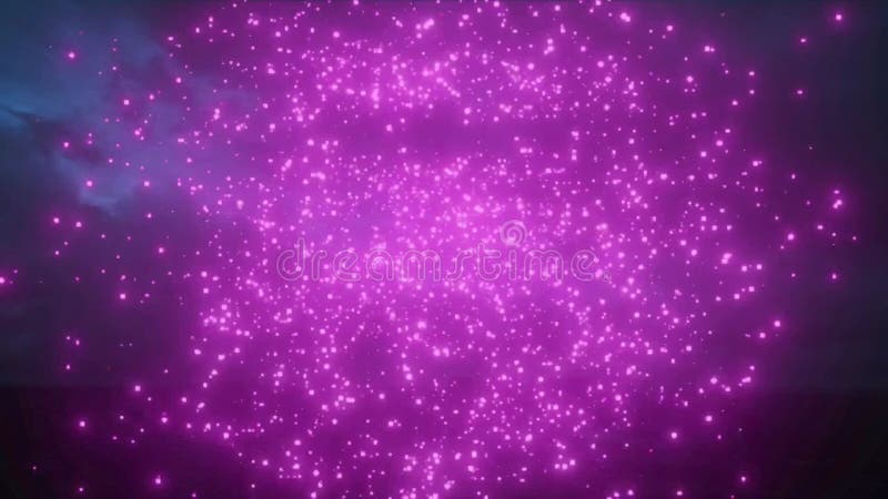 Abstract Animated Loop Background of Neon Purple Particles Creating a Heart Shape in Dark ...