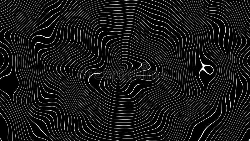 Abstract Animated Outline Topographic Contour Map Moving Waves On