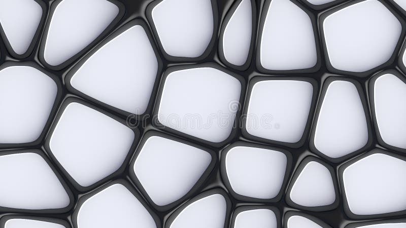 Abstract Animated Surface. Close-up of a Shiny Smooth Black Cellular ...