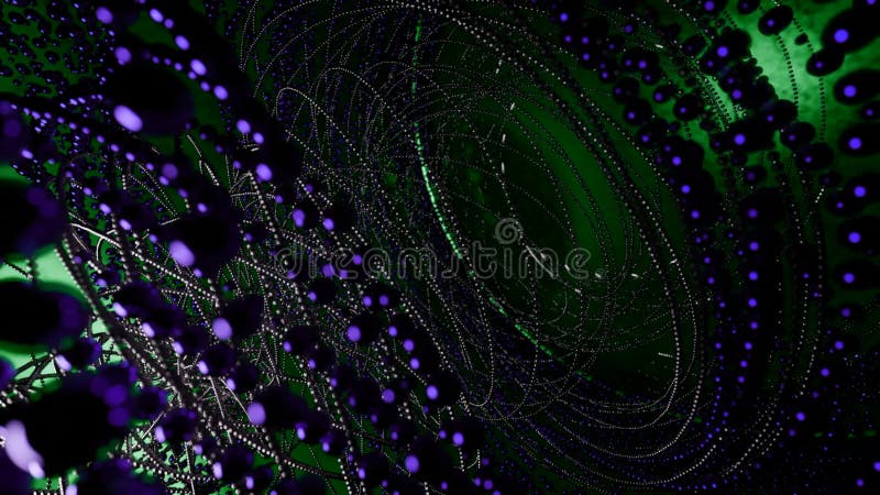 Abstract Animated Tangled Lines and Small Spheres. Design. Rotating ...