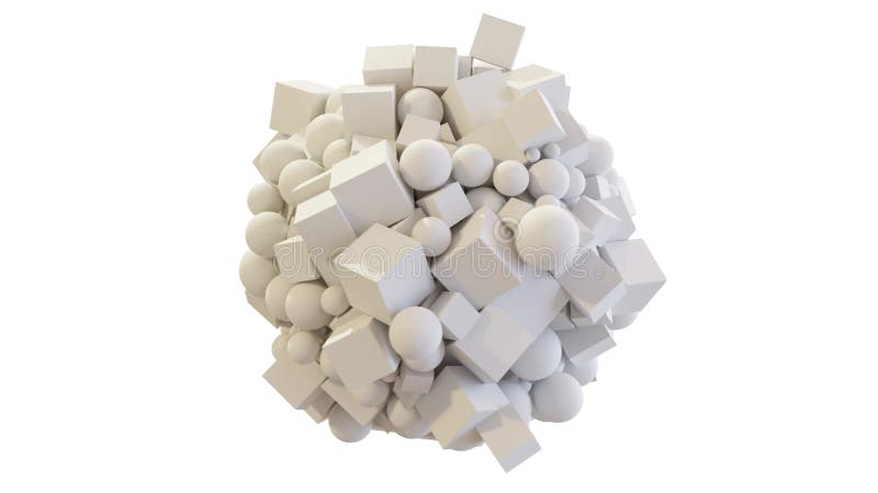 Abstract Animation of Appearance and Flight of Spheres and Cubes Stock ...