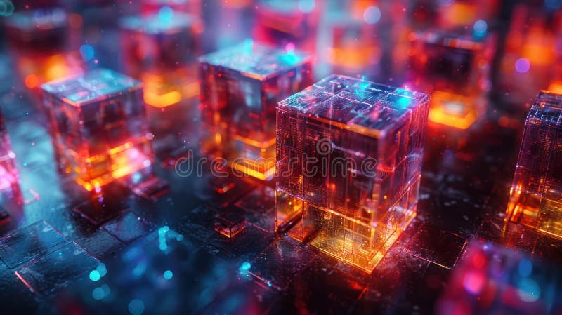 Iridescent Geometric Cubes on Loop: Abstract Animation Background ...