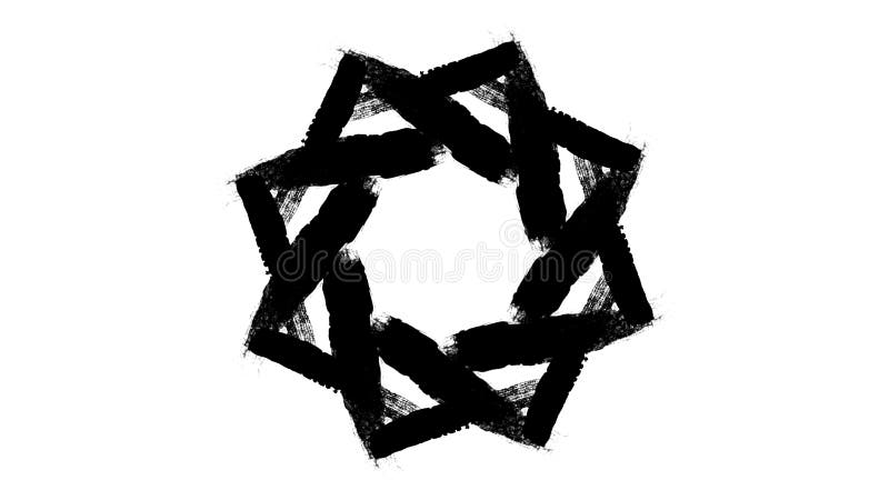 Abstract Animation of Black Octagonal Star Painted on the White ...