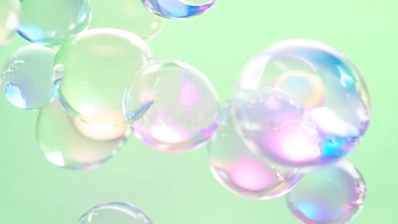 Abstract Animation of Colorful, Iridescent Bubbles Floating and Moving ...