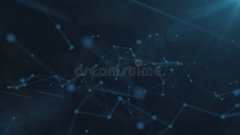 Abstract Animation on a Dark Blue Background Represents Particles that ...