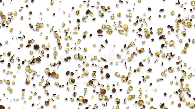 Abstract Animation of Falling Gold Coins of Bitcoin Green Screen Loop ...