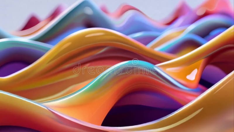 Abstract Animation Featuring Smooth, Colorful Wave Patterns Rising and ...
