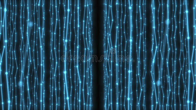 Abstract Animation of Flying through Regular Rows of Hanging Blue ...