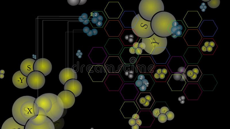 Abstract Animation of Molecules. Chemical Formula. Flight and Rotation ...
