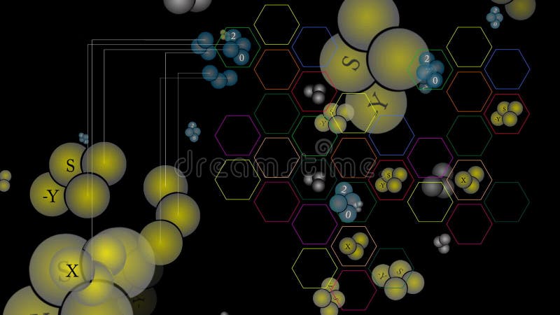 Abstract Animation of Molecules. Chemical Formula. Flight and Rotation ...