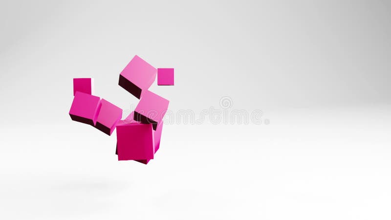 Abstract Animation Motion Graphics with Cubes in White Light Studio ...