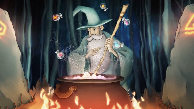3d Wizard has a potion stock illustration. Illustration of lore - 41989587