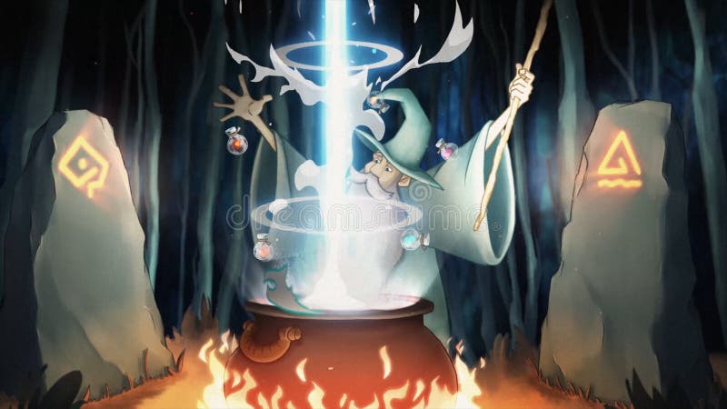 Wizard making a potion stock vector. Illustration of wizard - 19521414