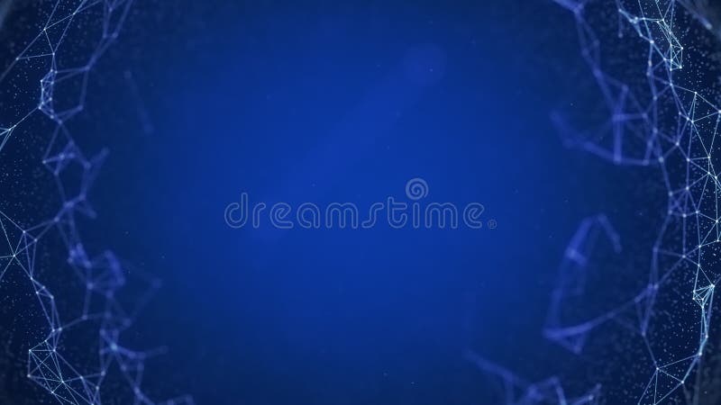 Abstract Animation of a Plexus of Dots and Lines on a Blue Background ...