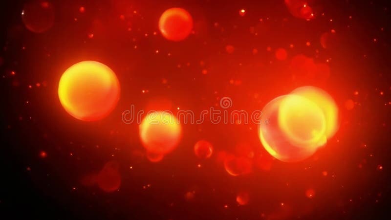 Abstract Animation of Red and Yellow Shiny Bubbles with a Soft ...