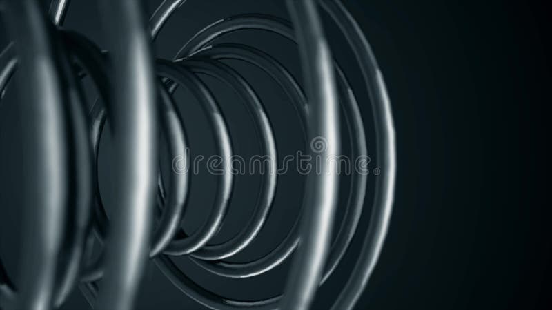 Abstract Animation of Rotating Chrome Spiral on a Black Background ...