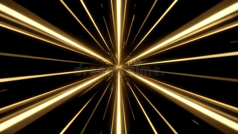 Abstract Animation of Sharp Golden Light Beams and Fragmented Particles ...
